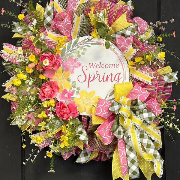 Spring Deco Mesh Wreath - Etsy