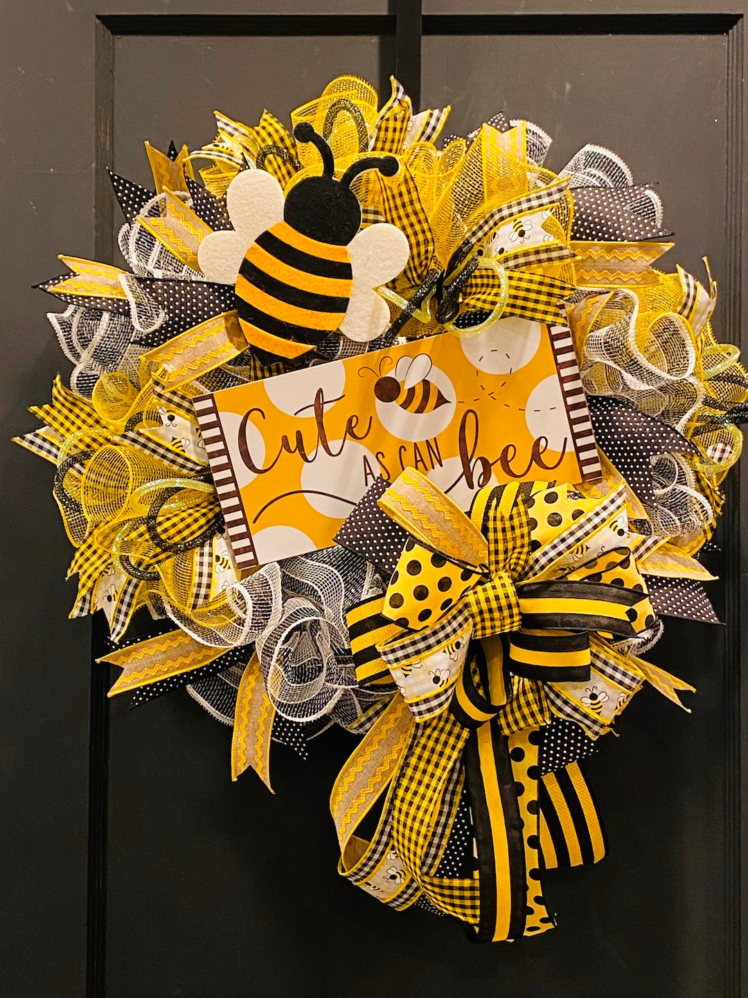 Cute as a Bee Wreath, Bee Decor, Spring Wreath, Everyday Wreath, Summer ...