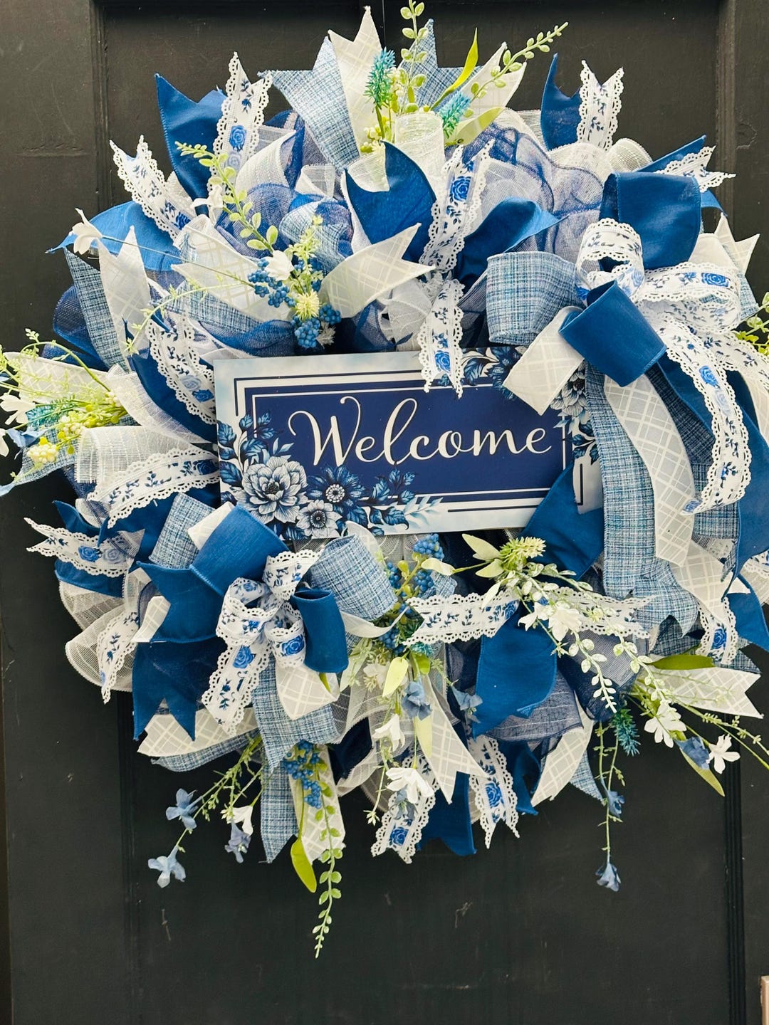 Welcome (blue) Everyday Wreath - Etsy