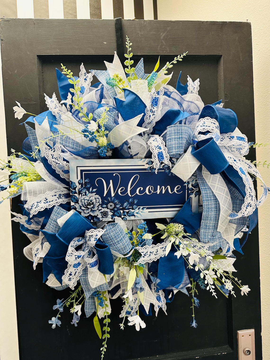 Welcome (blue) Everyday Wreath - Etsy