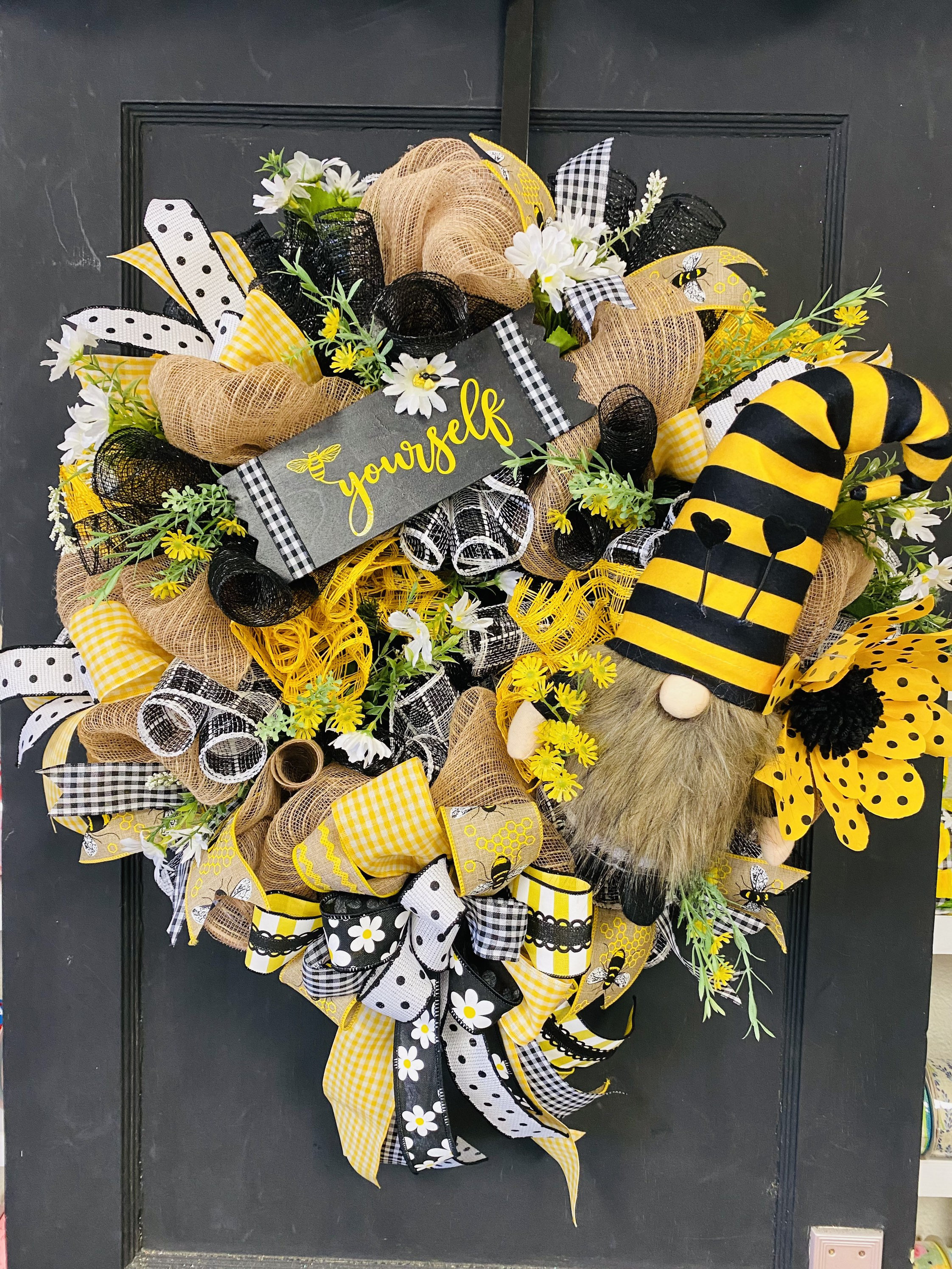 Bumblebee Bee Yourself Welcome Everyday Deco Mesh Wreath - Etsy