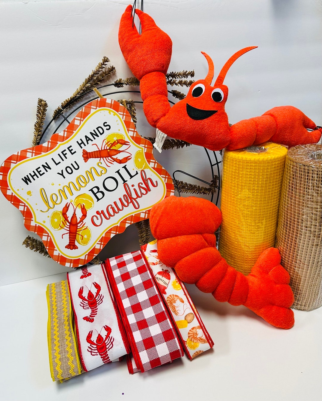 Plush Crawfish Cajun Boil Wreath Kit - Etsy