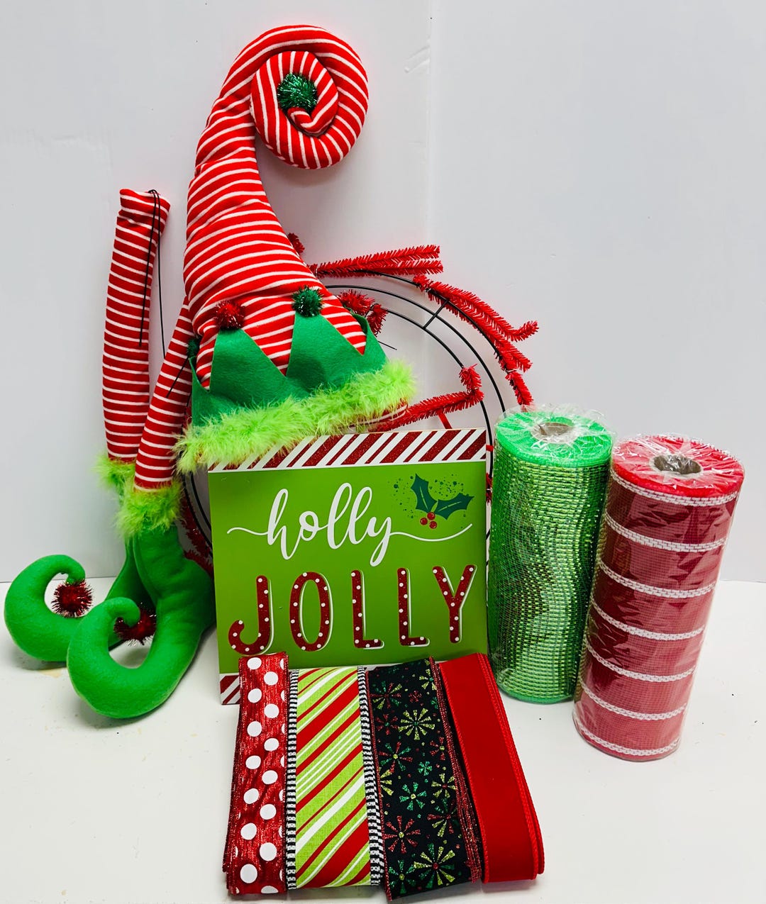 Holly Jolly Elf Christmas Winter Holiday DIY Wreath Kit - Etsy