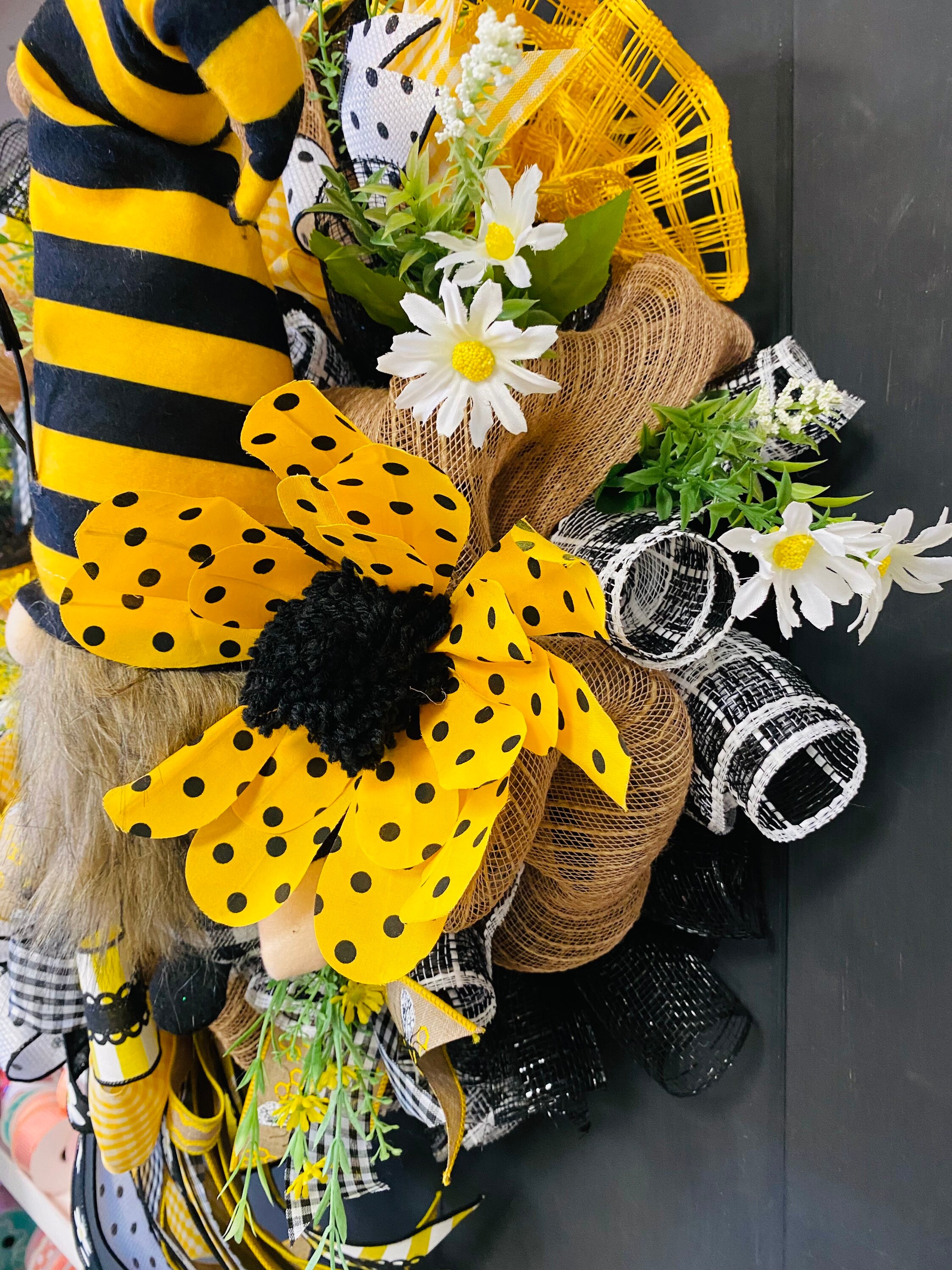 Bumblebee Bee Yourself Welcome Everyday Deco Mesh Wreath | Etsy