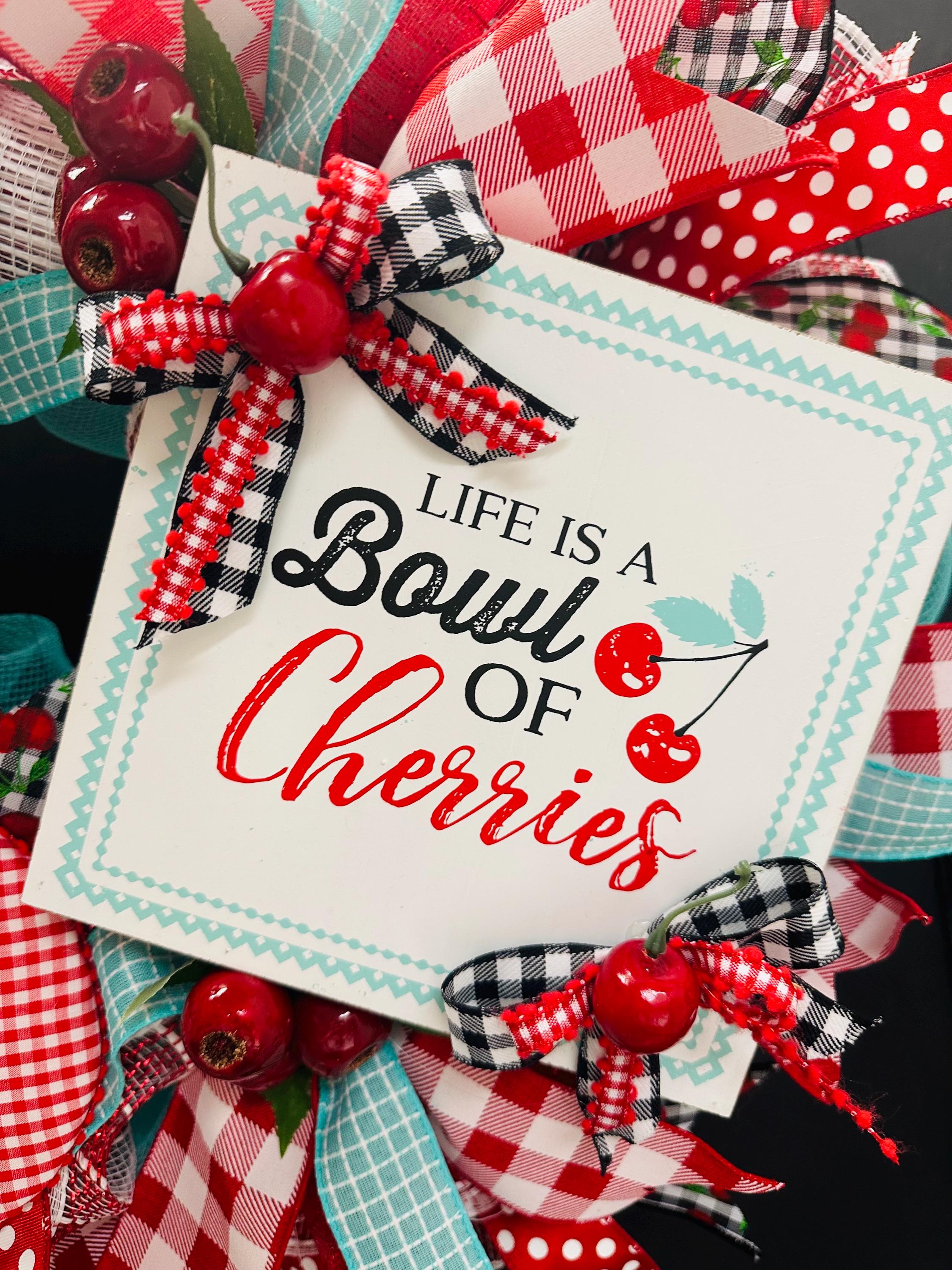 Life is a Bowl of Cherries Wreath, Cherry Wreath, Summer Wreath, Retro ...