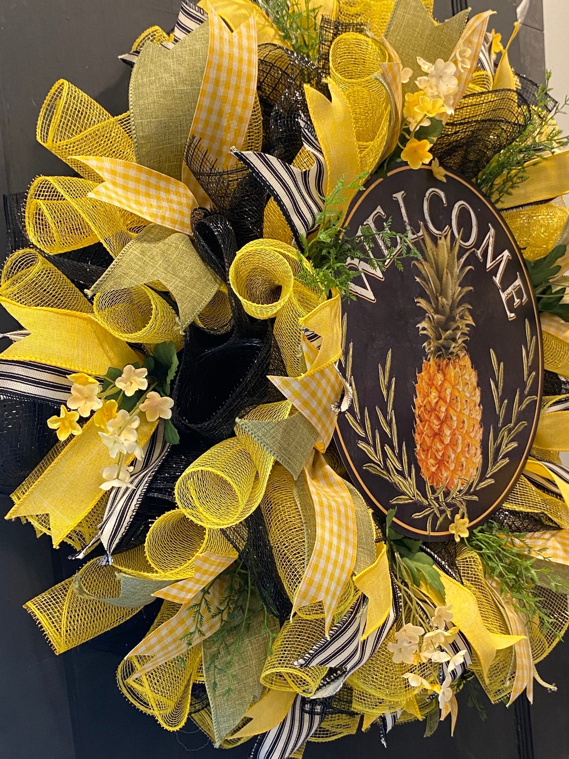 Pineapple Wreath Welcome Wreath Everyday Wreath Pineapple - Etsy
