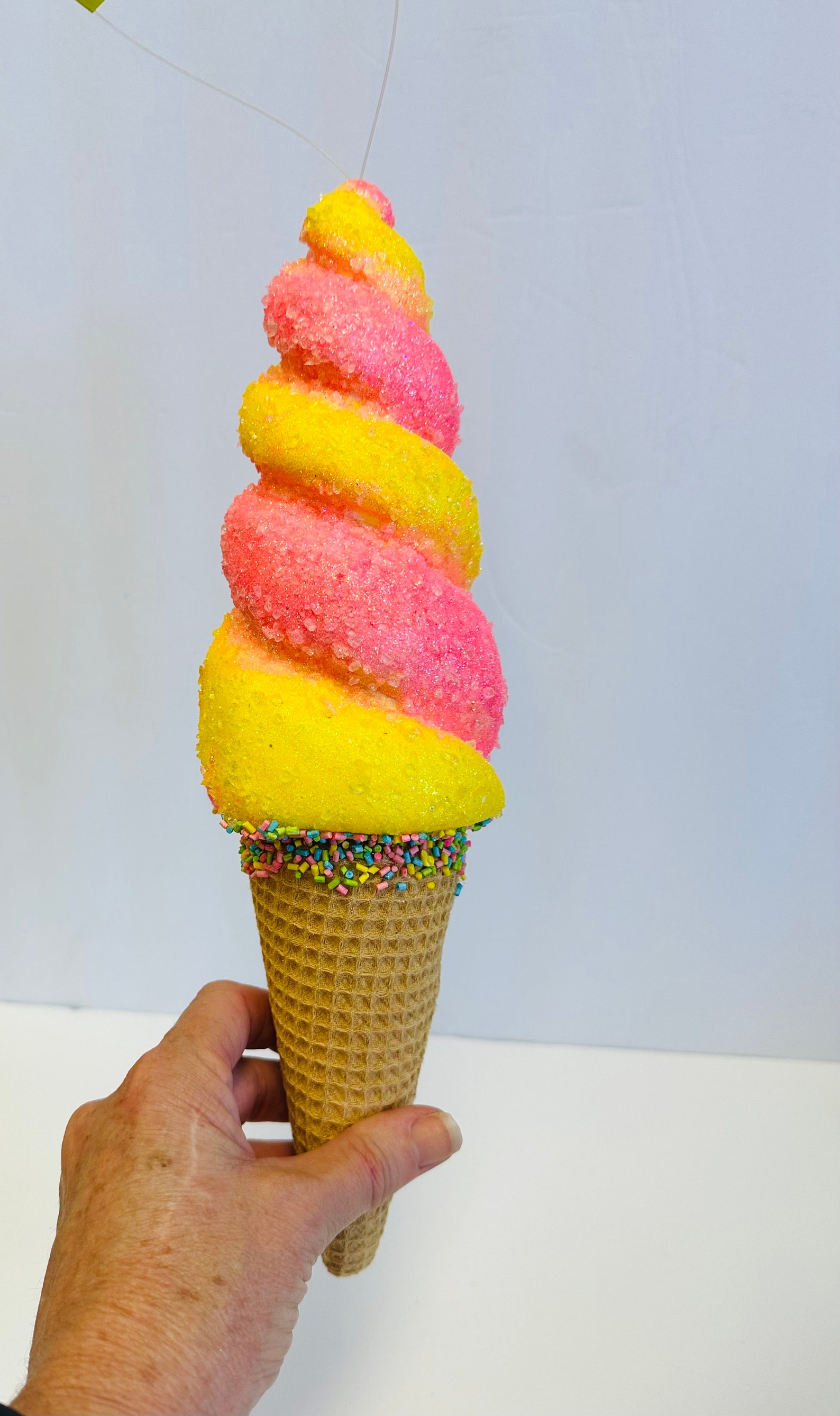 13” Pink & Yellow Swirl Ice Cream Cone Pick - Etsy