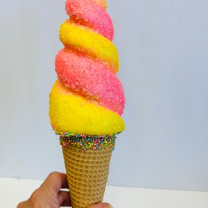 13” Pink & Yellow Swirl Ice Cream Cone Pick - Etsy