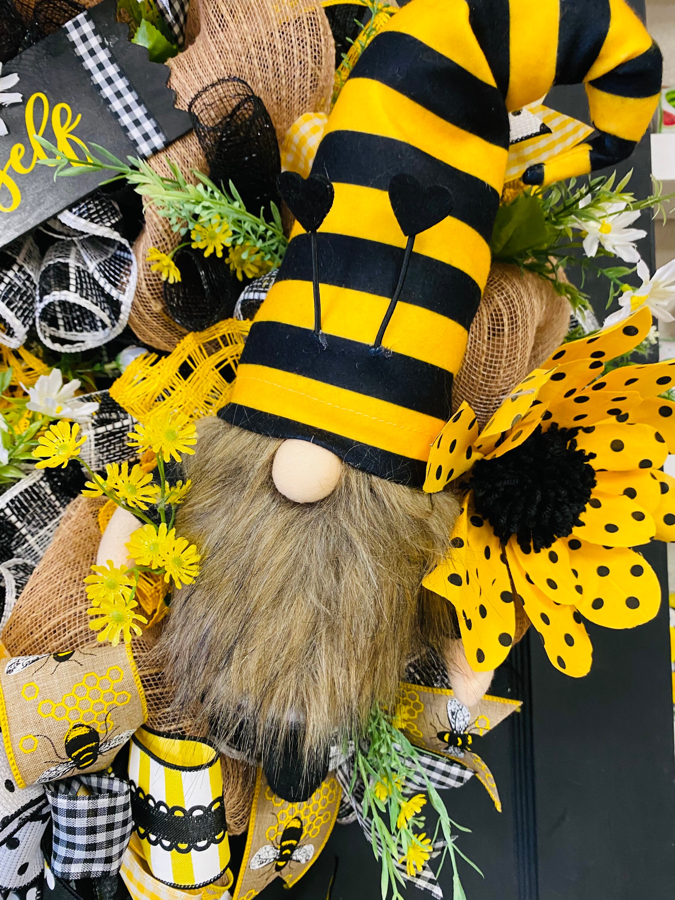 Bumblebee Bee Yourself Welcome Everyday Deco Mesh Wreath - Etsy