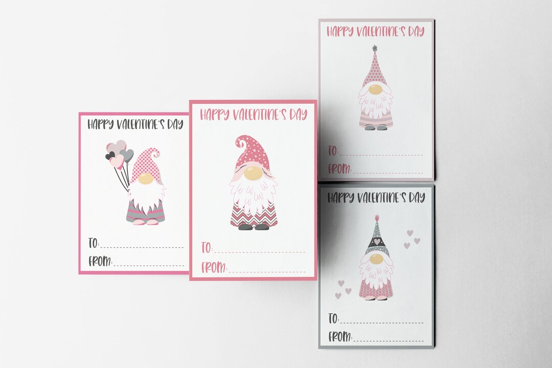 Happy Valentine's Day Printable Cards | Pink Gnome | PDF | JPG - Etsy