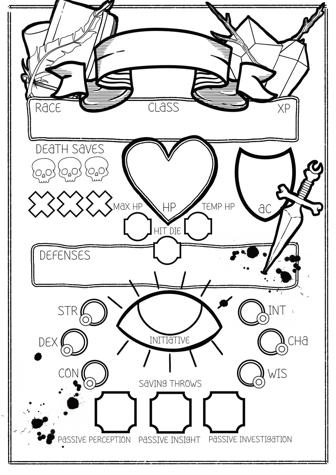 4 Page Dnd Illustrated Character Sheet - 5E Printable PDF - Etsy