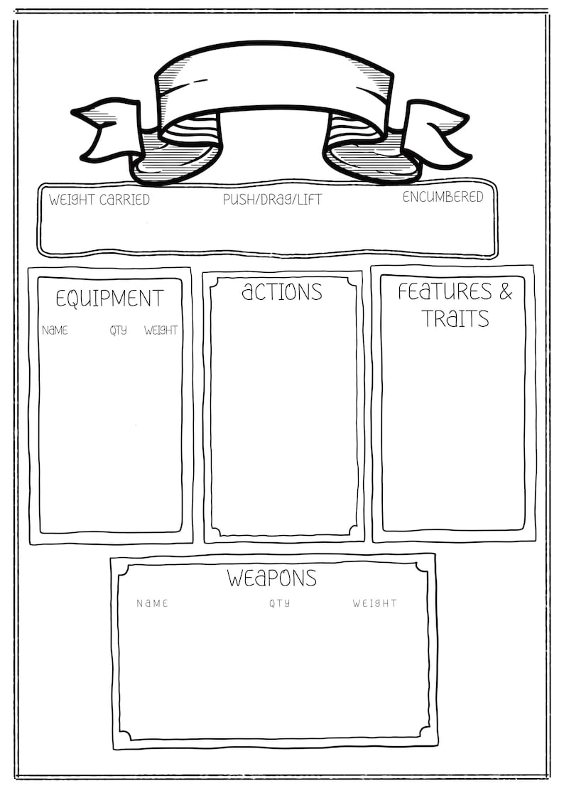 4 Page Dnd Illustrated Character Sheet - 5E Printable PDF - Etsy