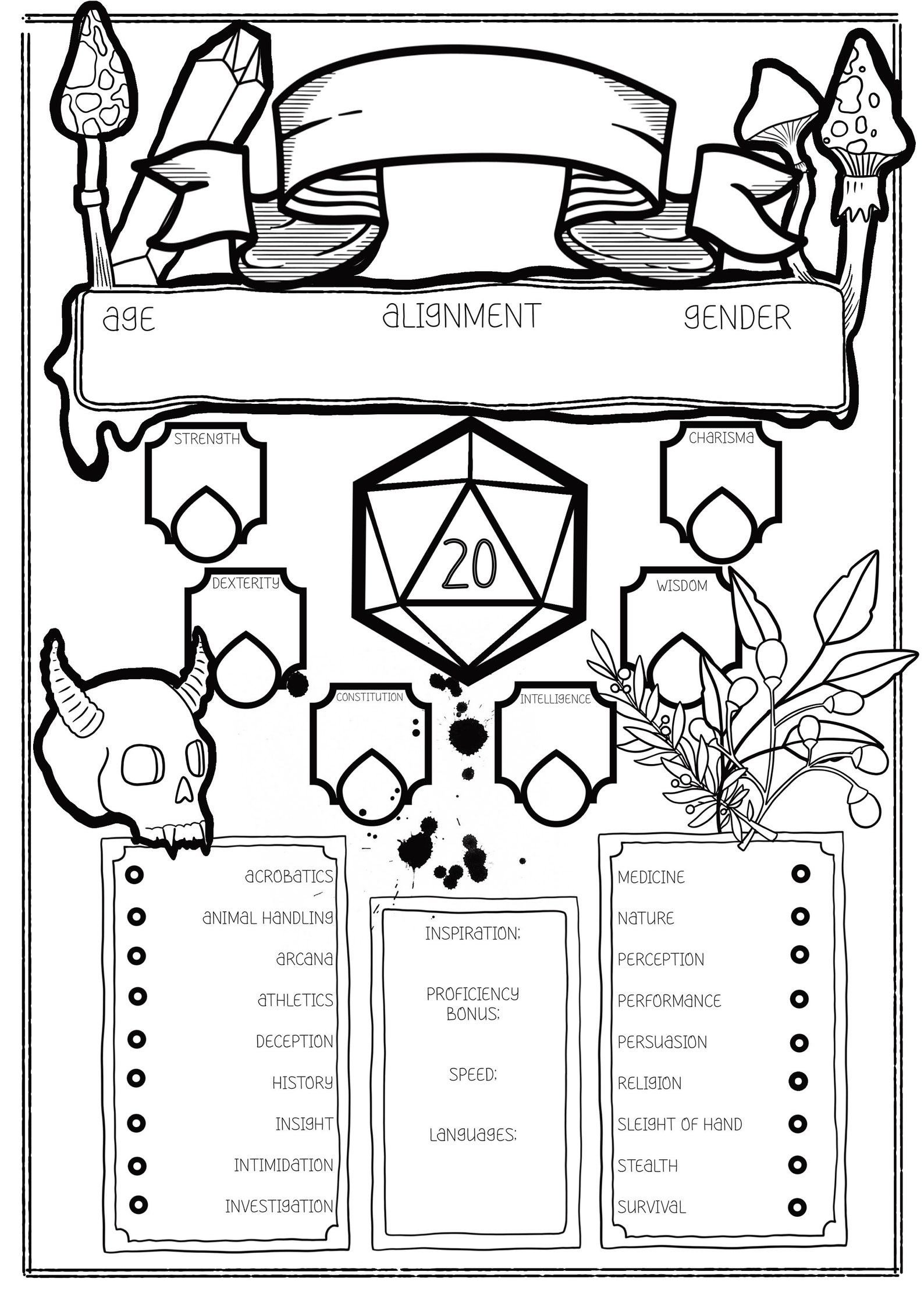 4 Page Dnd Illustrated Character Sheet - 5E Printable PDF - Etsy