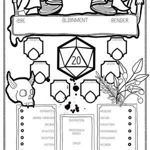 4 Page Dnd Illustrated Character Sheet - 5E Printable PDF - Etsy