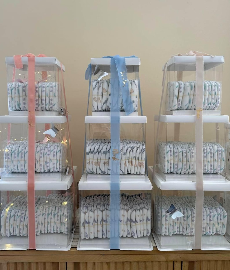 The Diapercake Box – Exclusive Three-layer Diaper Tower | Premium Baby ...