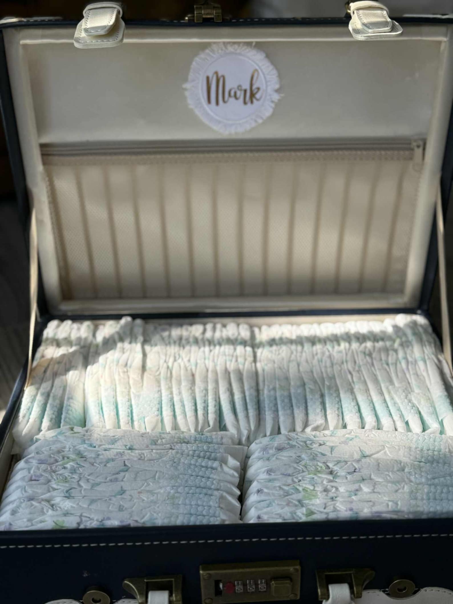 Navy Blue Baby Boy Trunk – Keepsake Box Gift With Diapers | Baby Shower ...