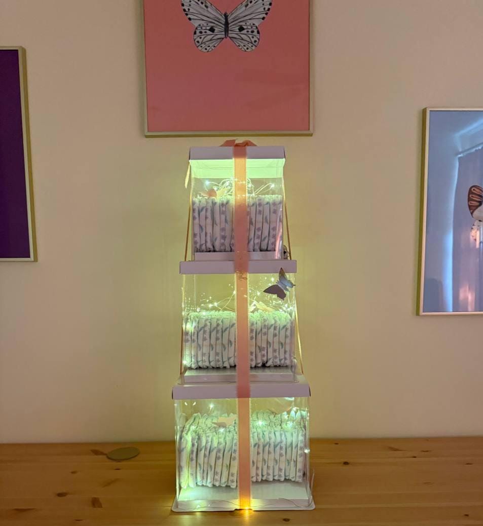 The Diapercake Box – Exclusive Three-layer Diaper Tower | Premium Baby ...