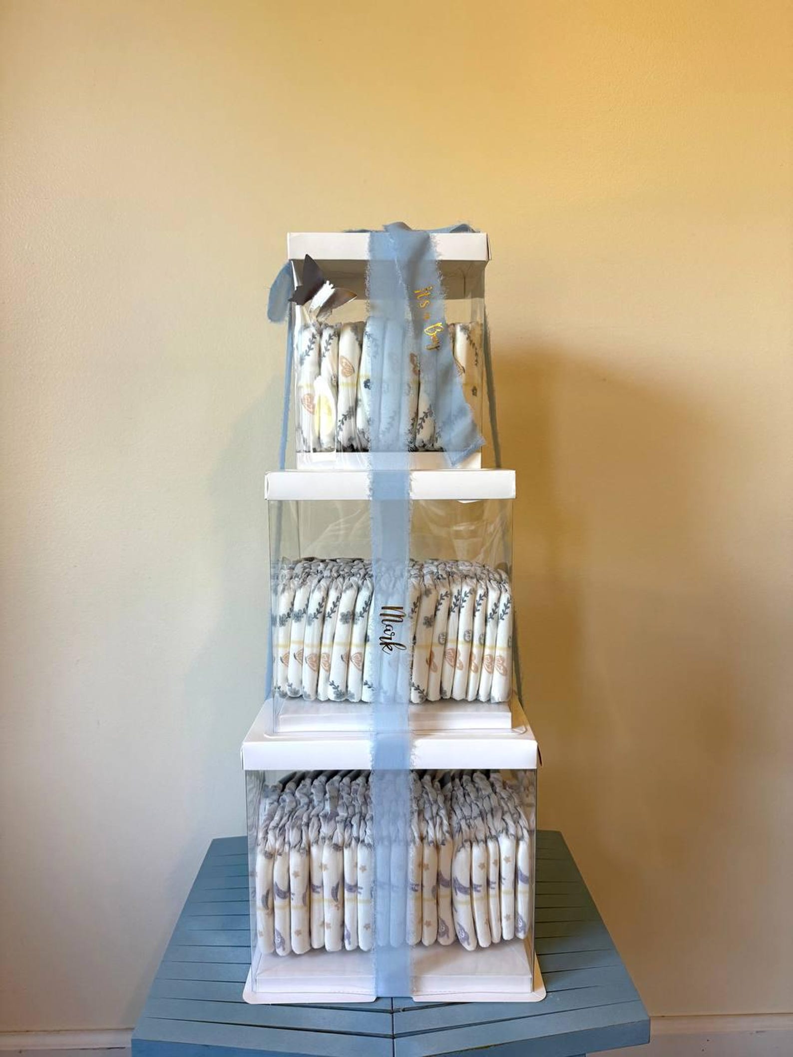 The Diapercake Box – Exclusive Three-layer Diaper Tower | Premium Baby ...