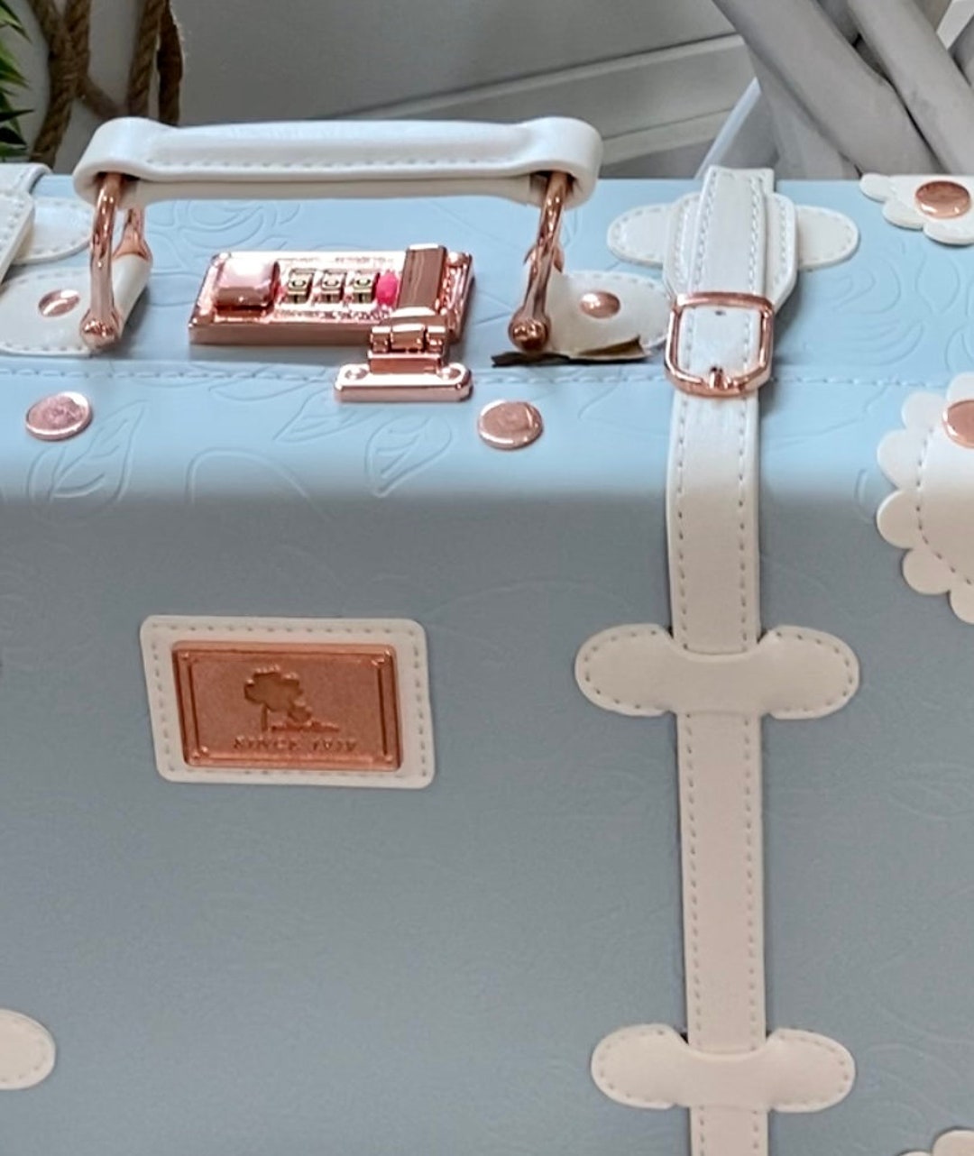 DAISY FIELDS Sky Blue Baby Keepsake Box, Suitcase Memory Box, Modern ...