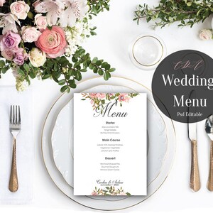 Vintage Wedding Menu Template Wedding Menu Card INSTANT | Etsy