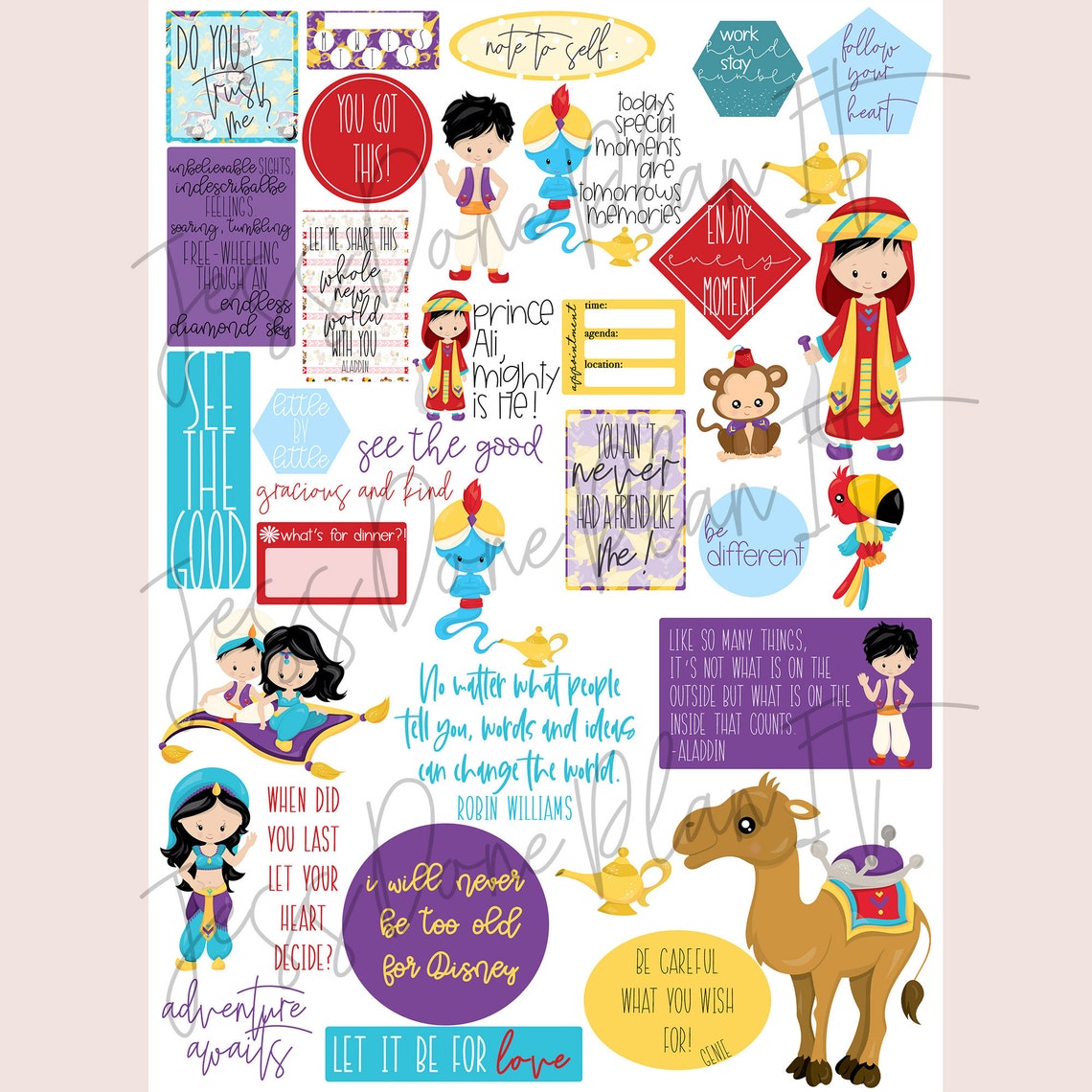 Aladdin Planner Stickers | Digital Stickers | 278 Stickers | Goodnotes ...