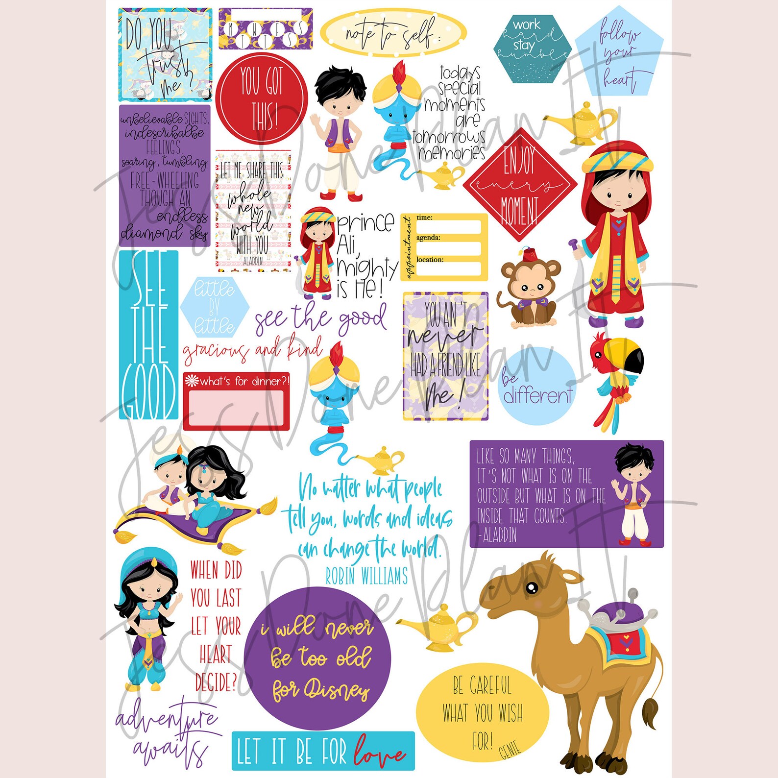 Aladdin Planner Stickers Digital Stickers 278 Stickers | Etsy