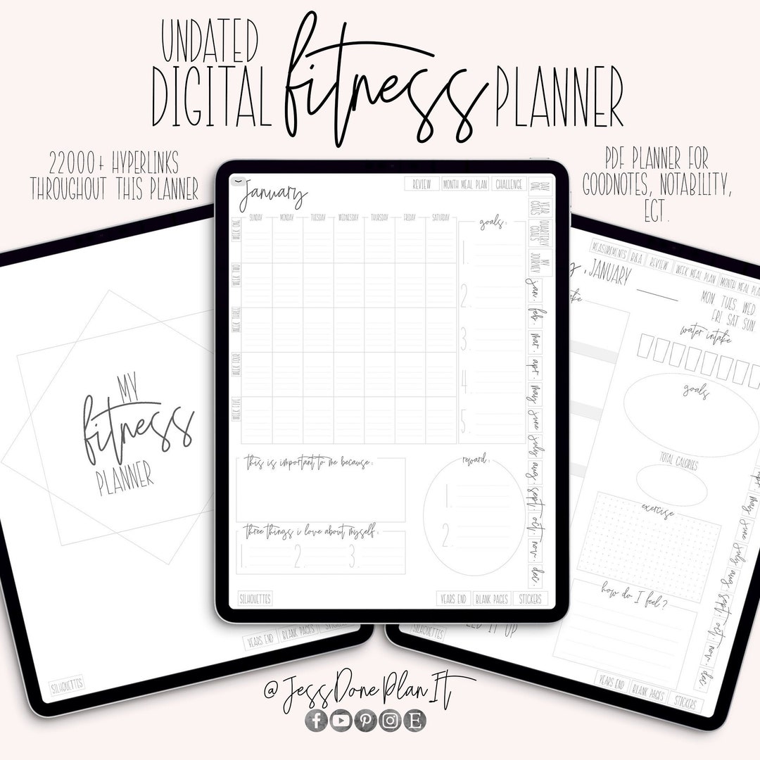 Digital Fitness Planner | Hyperlinked Planner | Fitness Journal ...