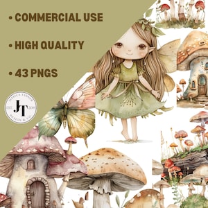 Fairy Garden Mushroom Watercolor Clipart, Enchanted Clipart, Magic ...
