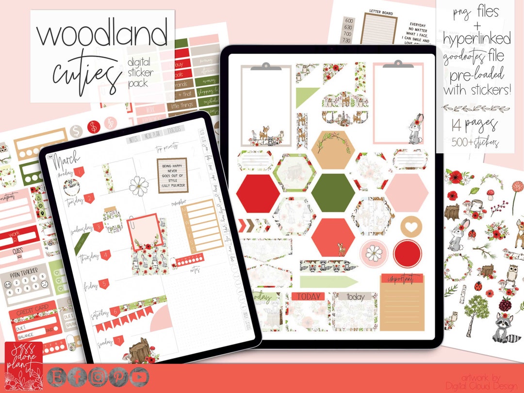 Woodland Animals Digital Planner Stickers | Woodland Creatures | Forest ...