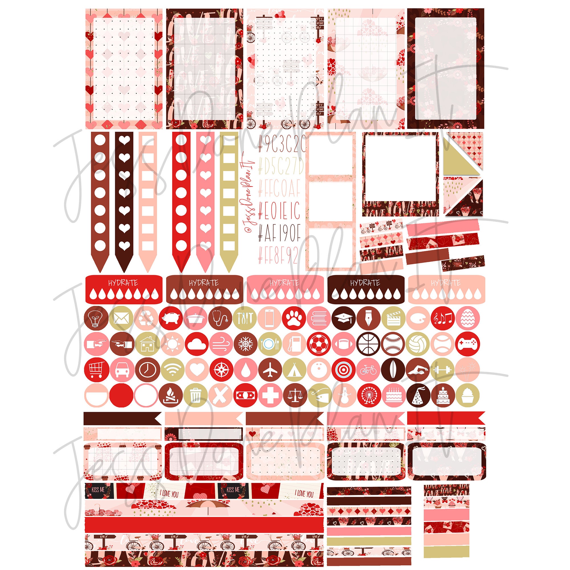 Valentines Day Digital Planner Stickers Love Stickers | Etsy