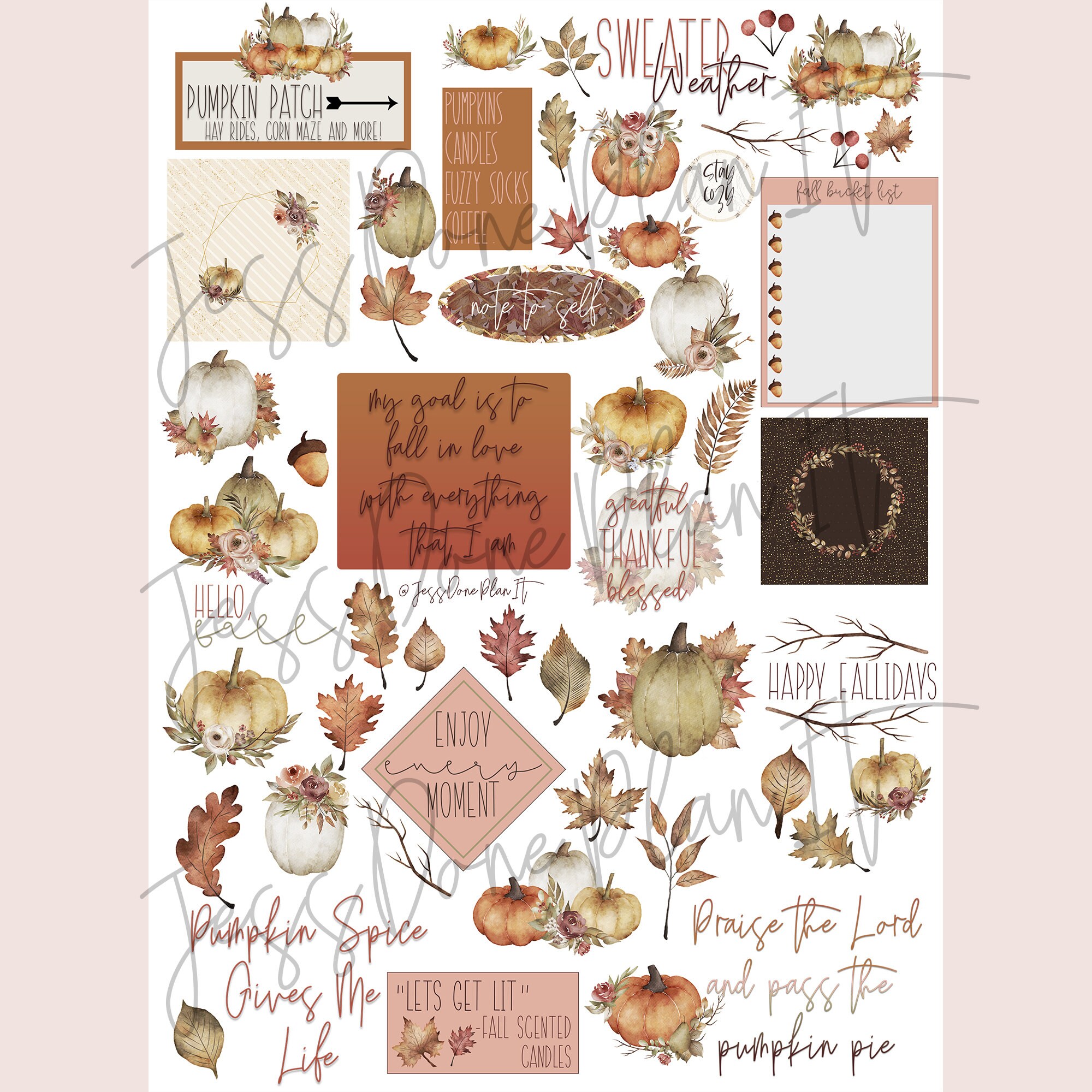 Fall Sticker Pack Fall Stickers Digital Planner Stickers | Etsy