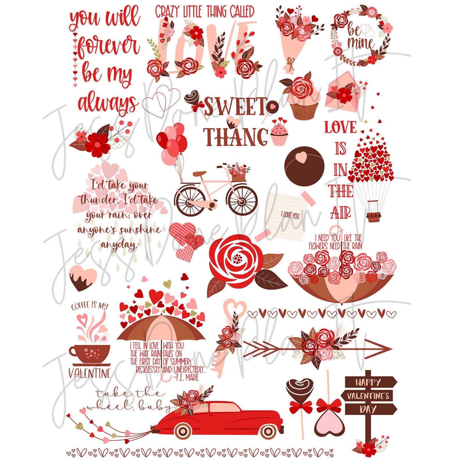 Valentines Day Digital Planner Stickers | Love Stickers | Heart ...