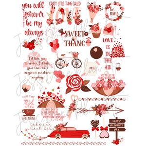 Valentines Day Digital Planner Stickers | Love Stickers | Heart ...