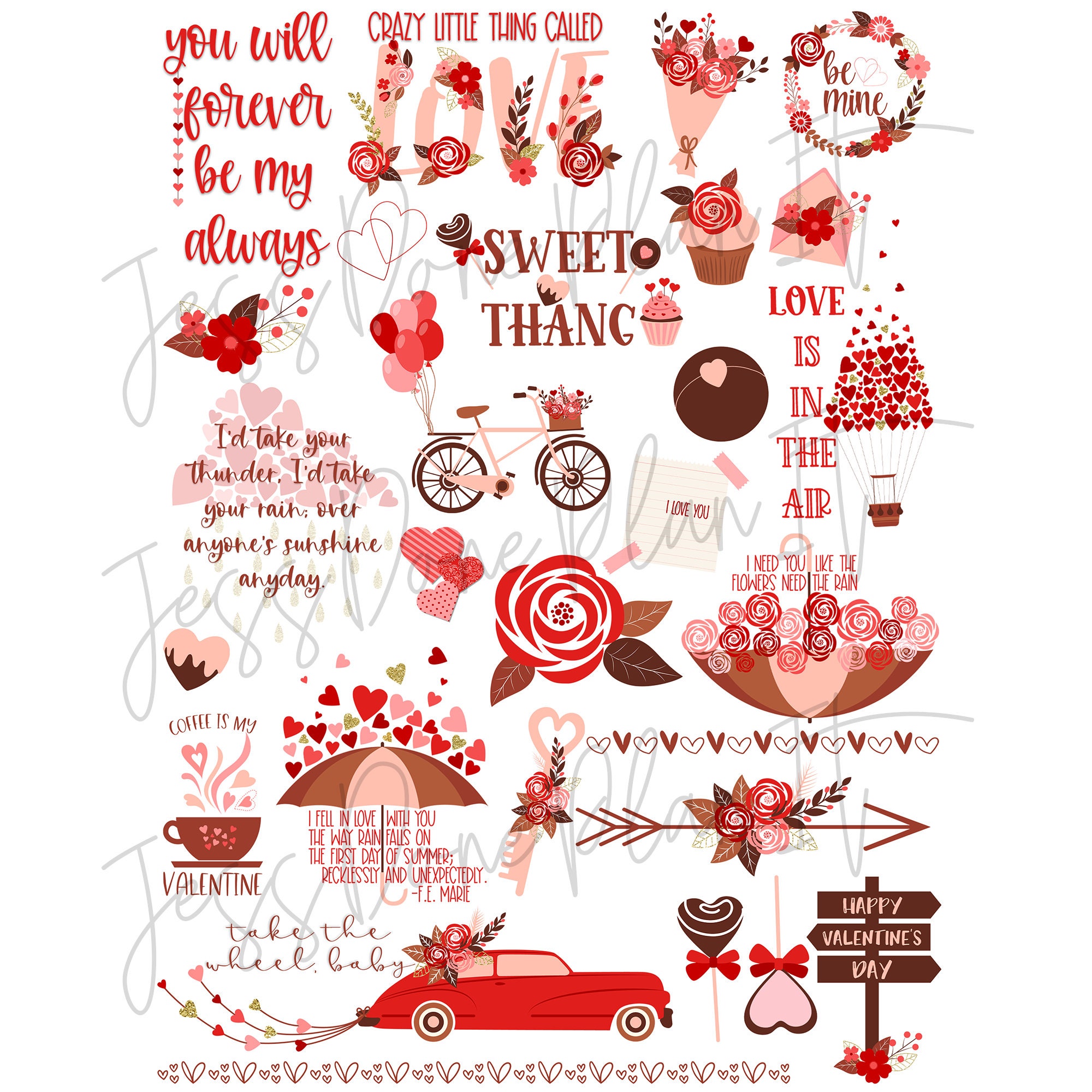 Valentines Day Digital Planner Stickers Love Stickers | Etsy