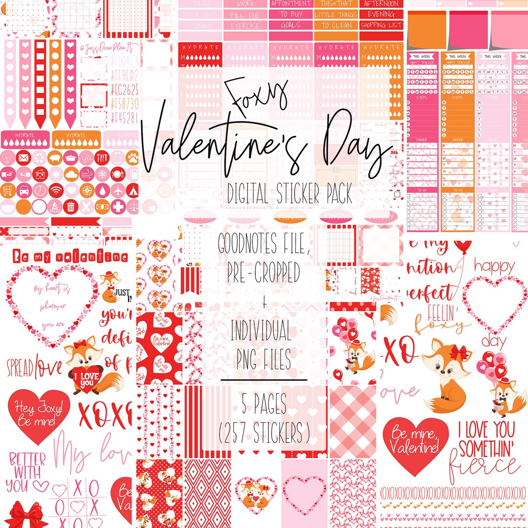 Valentine's Day Digital Planner Stickers | Planner Stickers | PNG | JPG ...