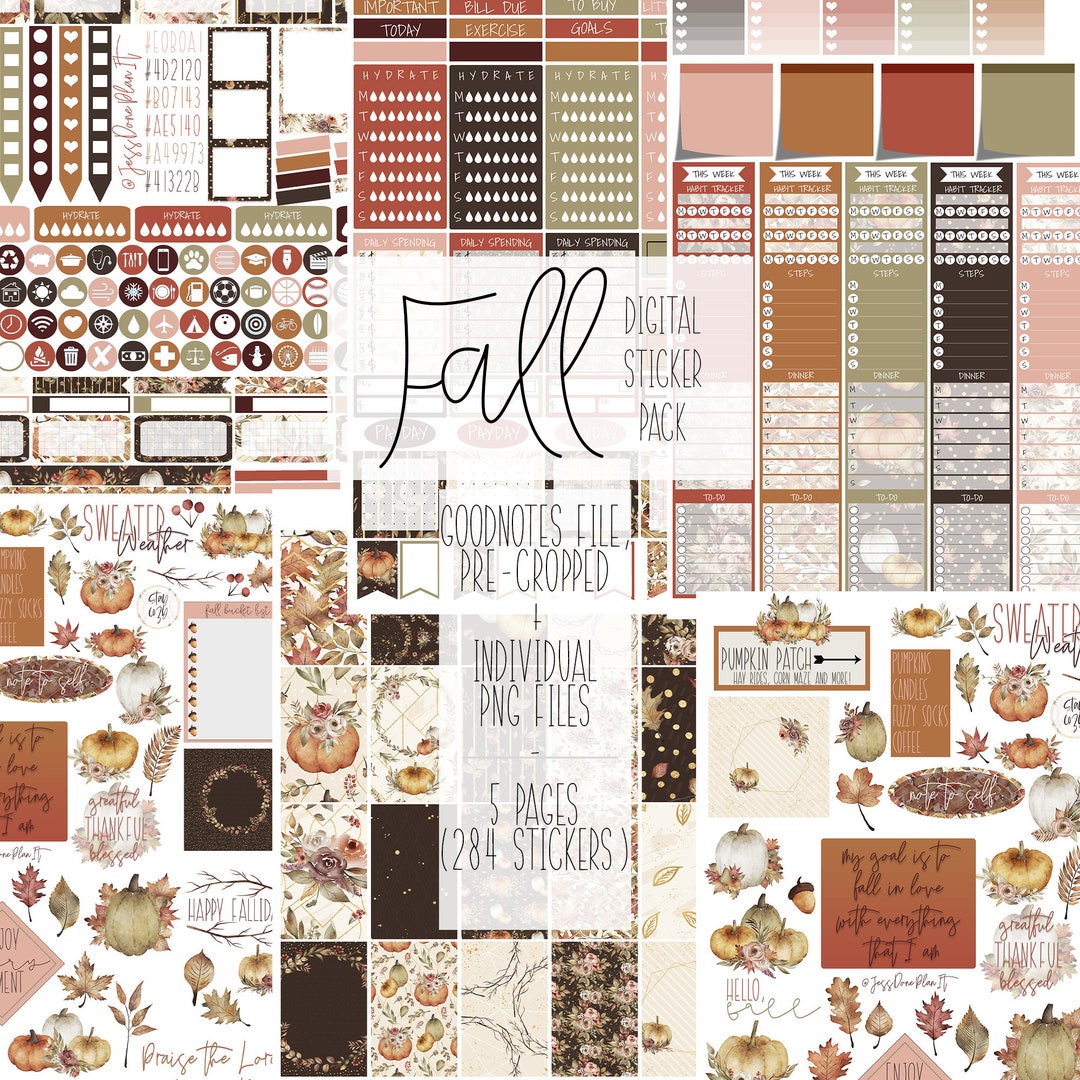 Fall Sticker Pack | Fall Stickers | Digital Planner Stickers | 284 ...