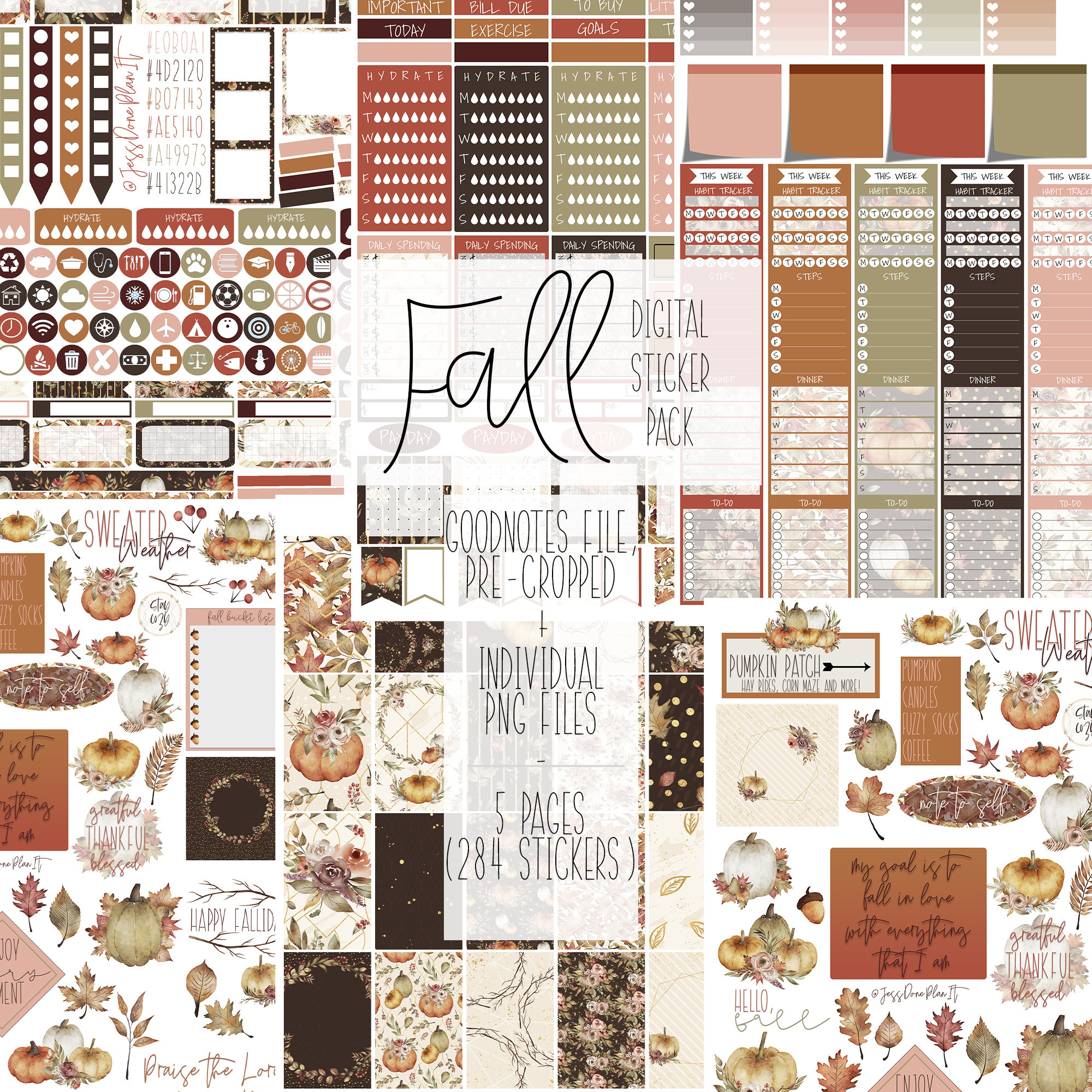 Fall Sticker Pack Fall Stickers Digital Planner Stickers | Etsy