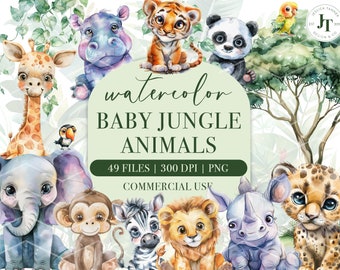 Adorable Baby Jungle Animals Digital Clipart Set - Etsy