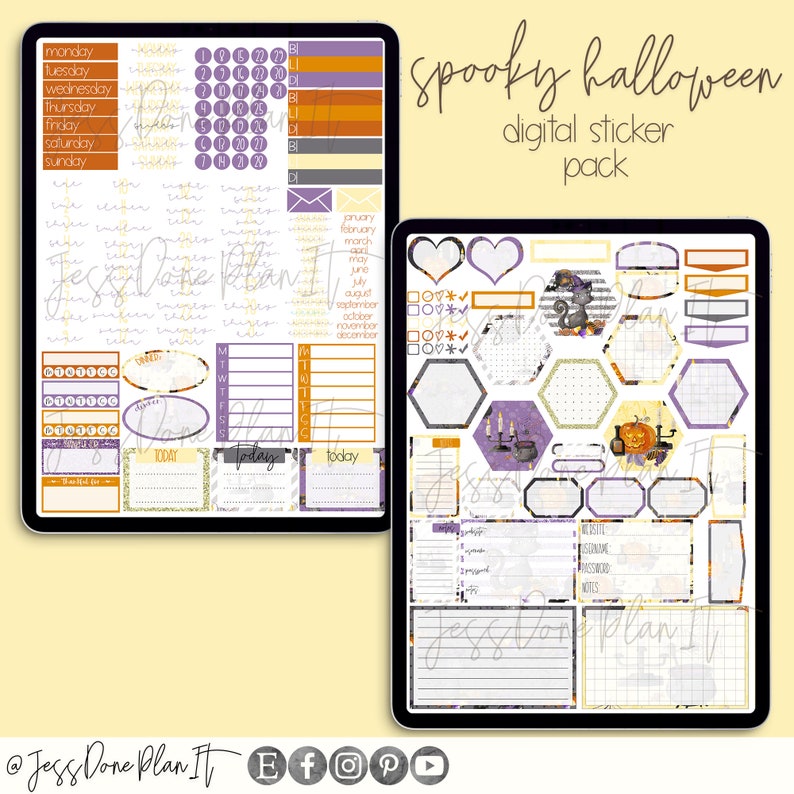 Spooky Halloween Digital Sticker Pack Super Sized 438 - Etsy