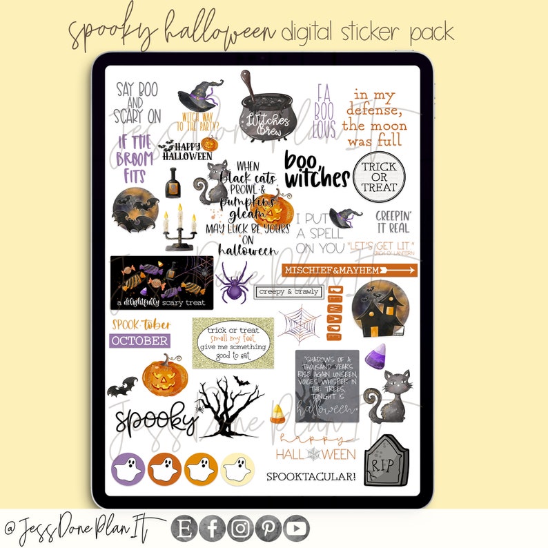 Spooky Halloween Digital Sticker Pack Super Sized | 438 Stickers ...