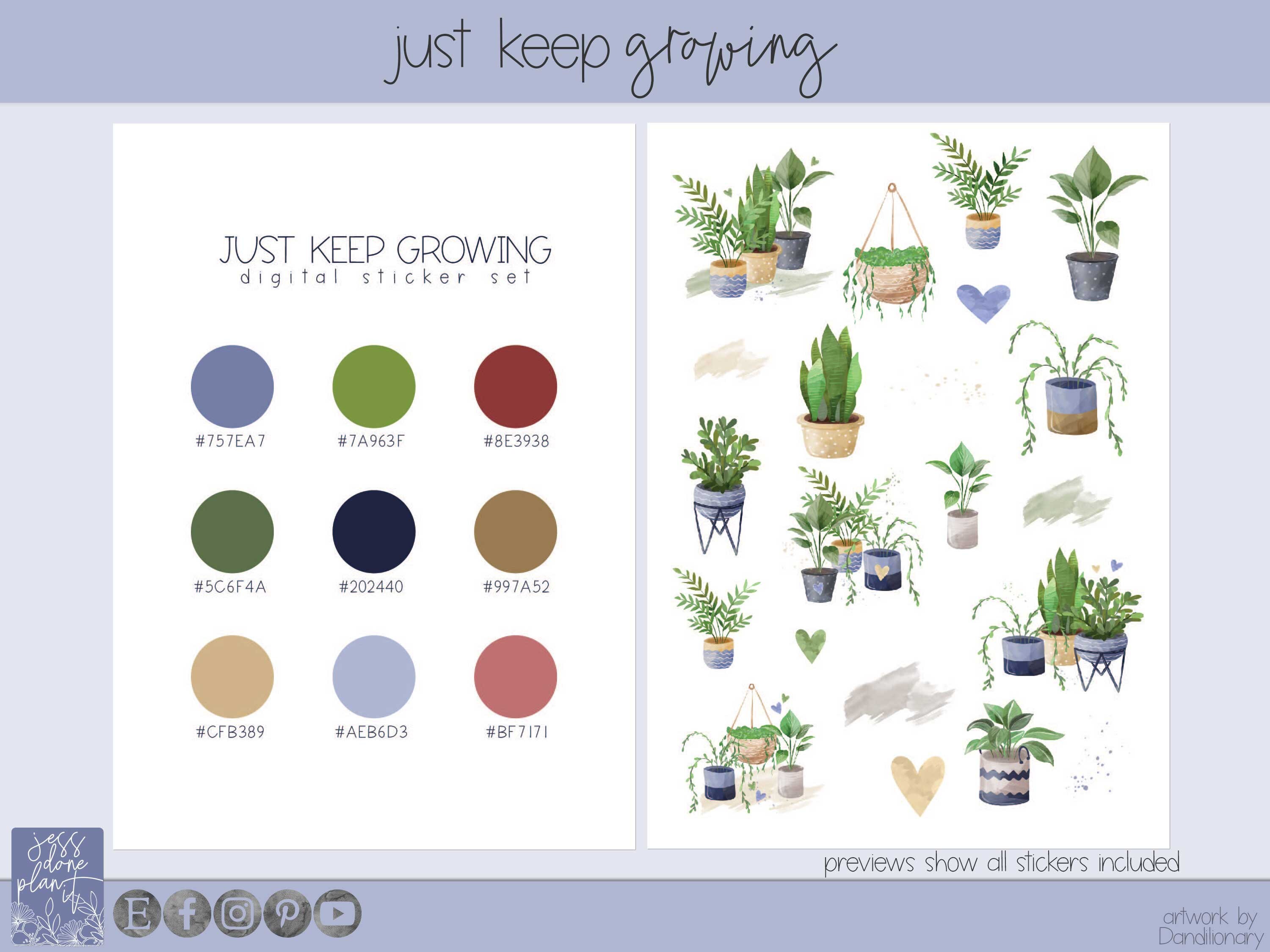 Goodnotes stickers Spring House Plants Cute Digital Planner Stickers ...
