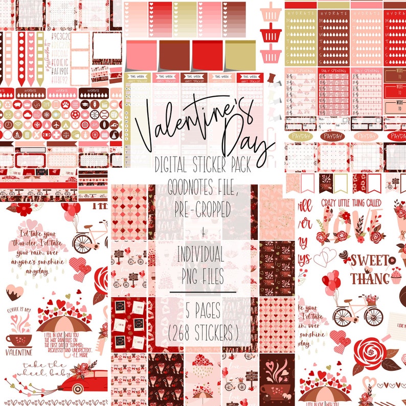 Valentines Day Digital Planner Stickers | Love Stickers | Heart ...