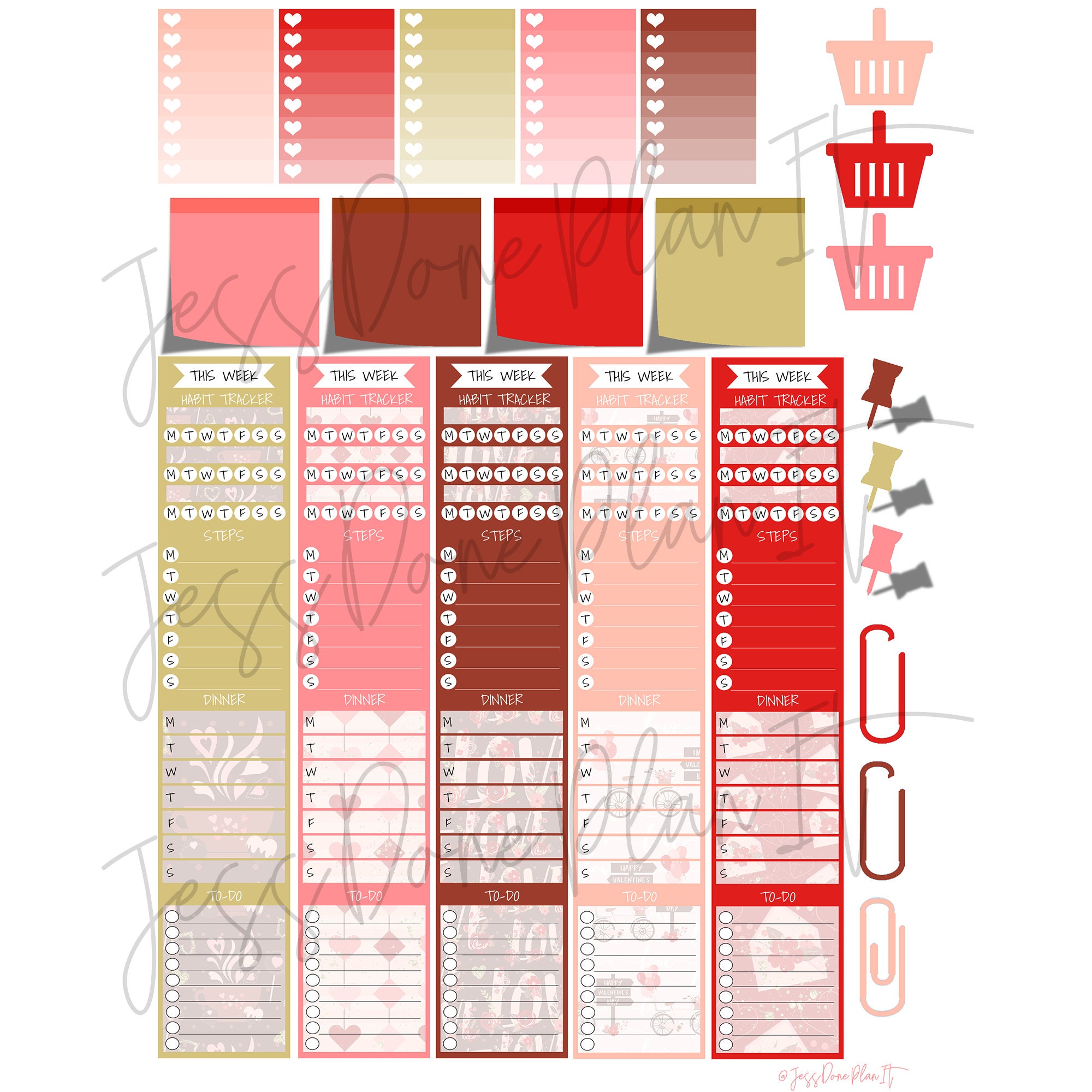 Valentines Day Digital Planner Stickers Love Stickers | Etsy