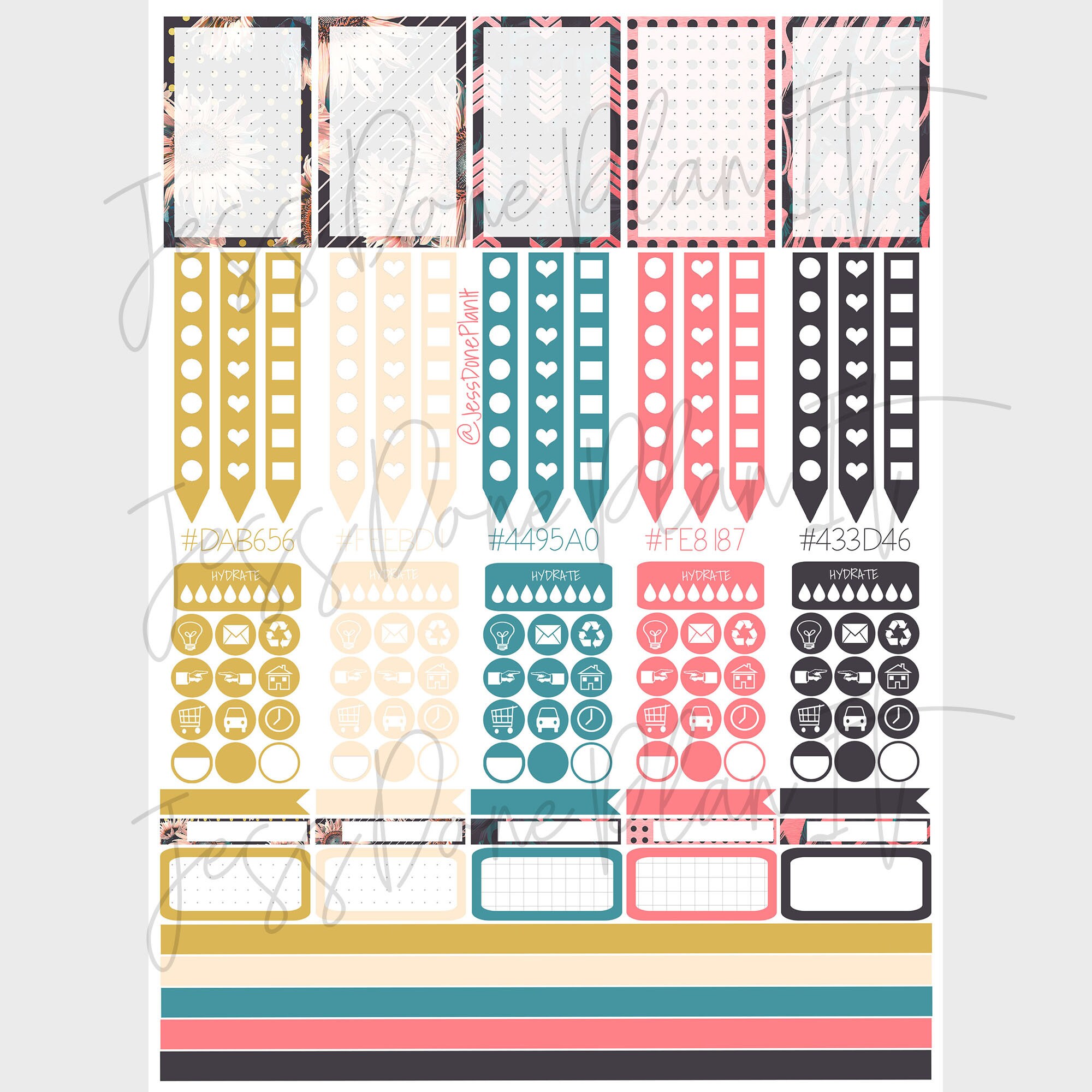 Sunflower Digital Planner Sticker Pack | Sunflower Stickers | Digital ...