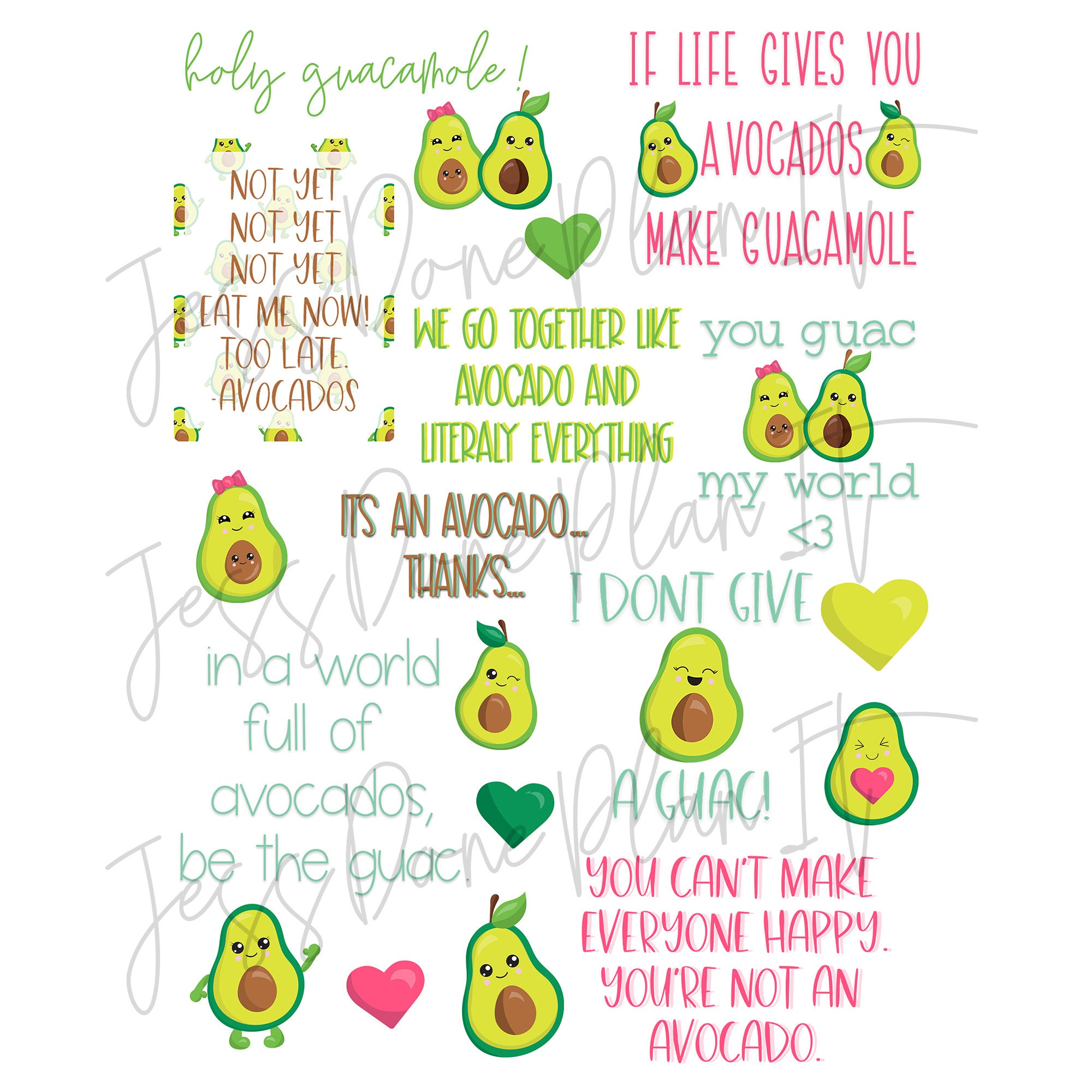 Avocado Digital Planner Stickers PNG Stickers Avocado - Etsy
