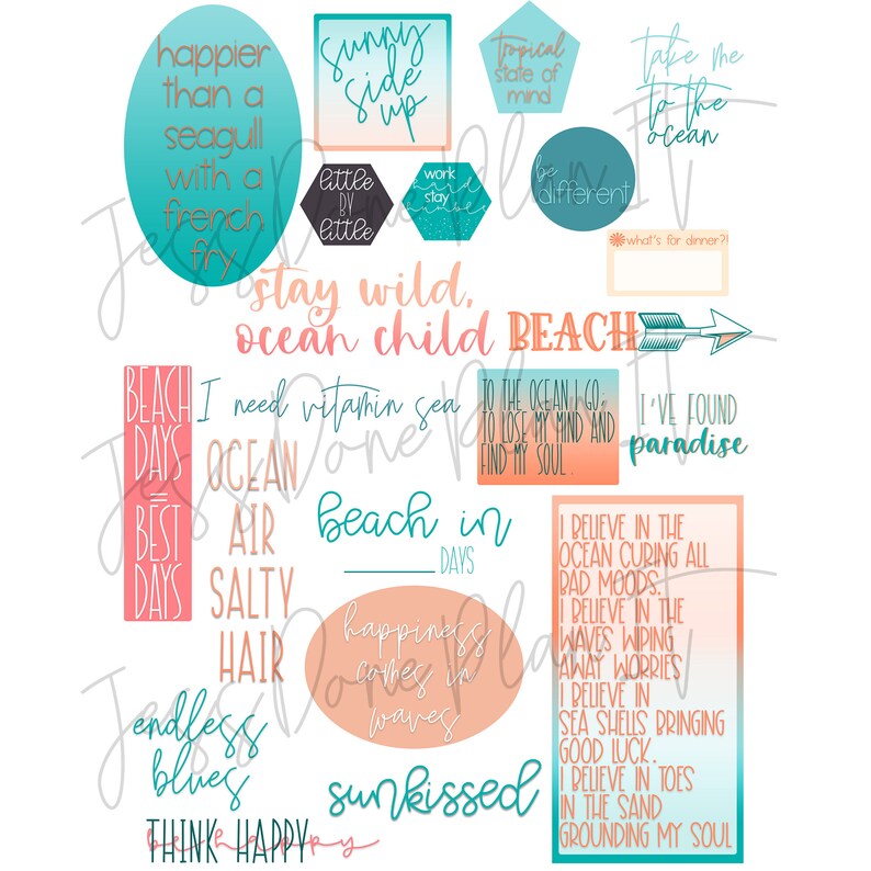 Beach Days Digital Planner Stickers | Costal Stickers | Beach Clipart ...