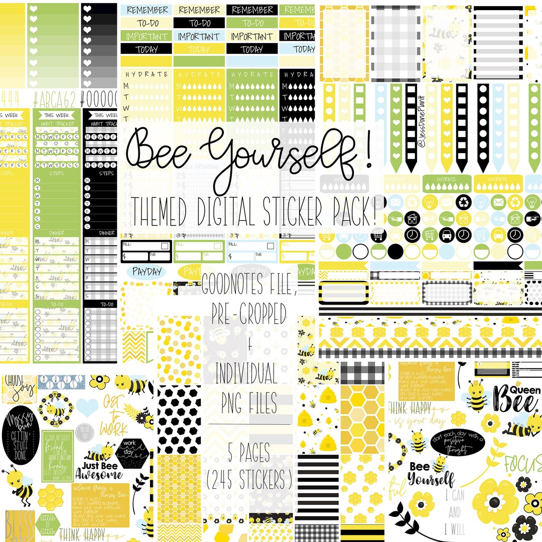 Bee Yourself Digital Planner Sticker Pack | 245 Stickers | Honey Bee ...