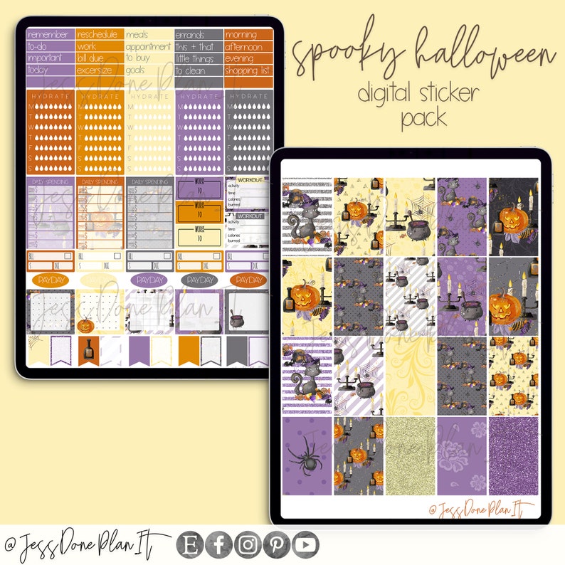 Spooky Halloween Digital Sticker Pack Super Sized 438 - Etsy