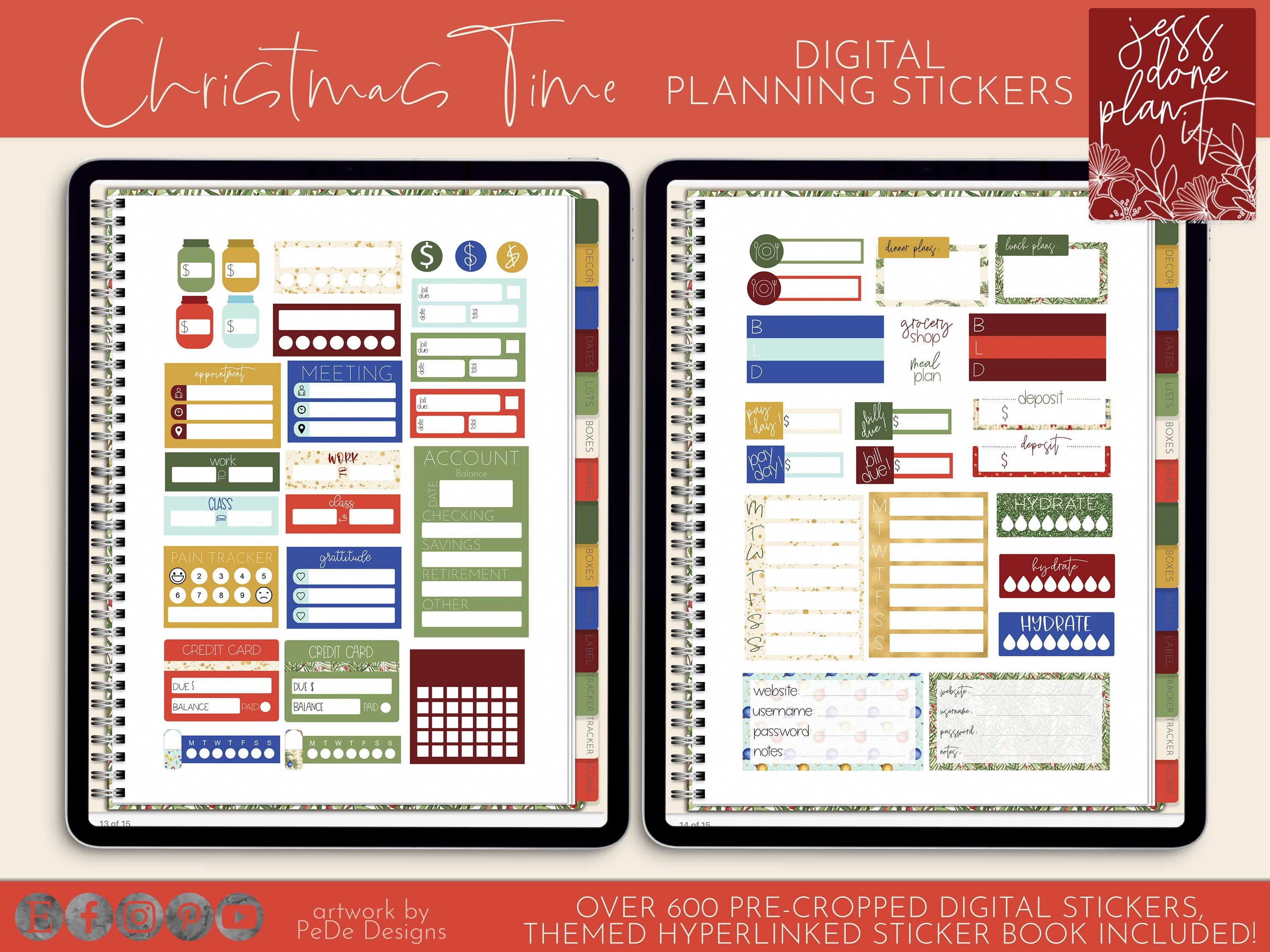Cozy Christmas Digital Planning Stickers 600 Stickers - Etsy