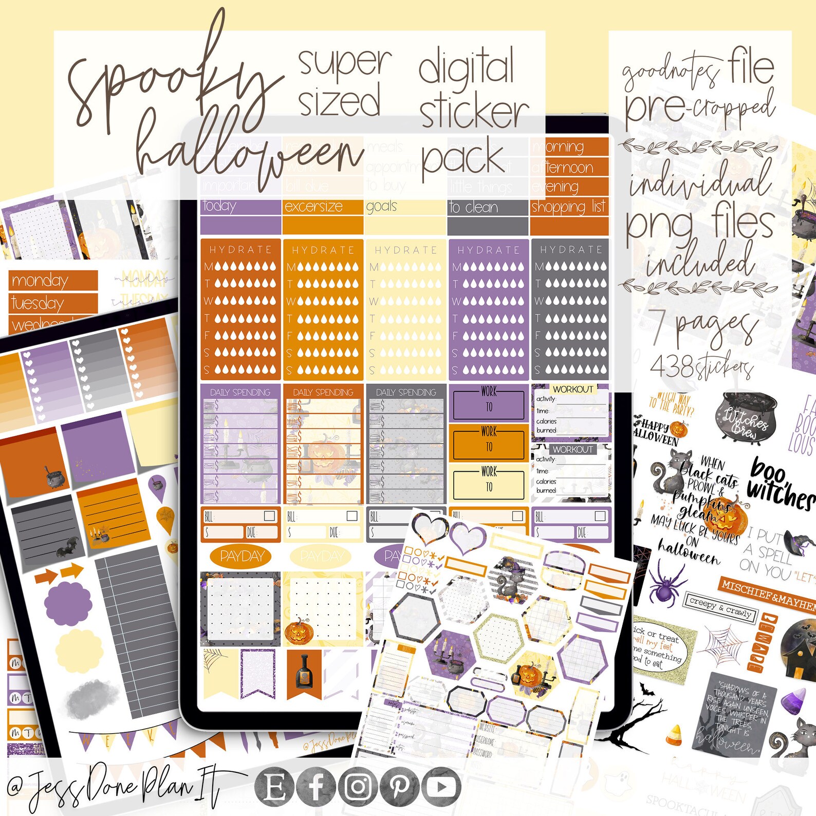 Spooky Halloween Digital Sticker Pack Super Sized 438 - Etsy